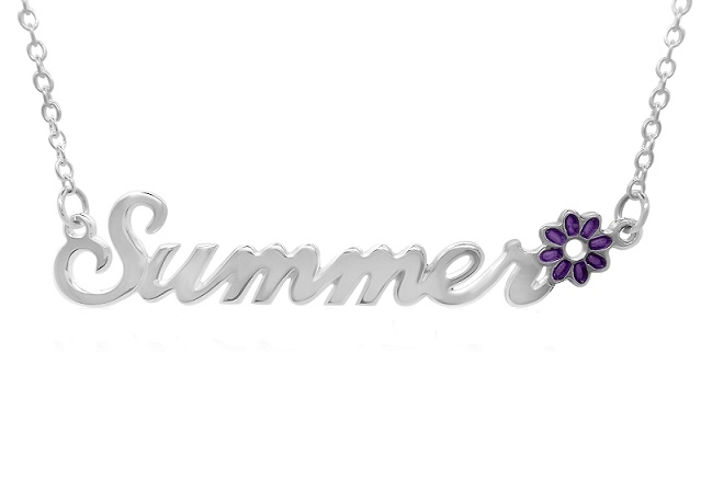 Personalized Sterling Silver Girls Name Necklace Pendant Flower Custom ...